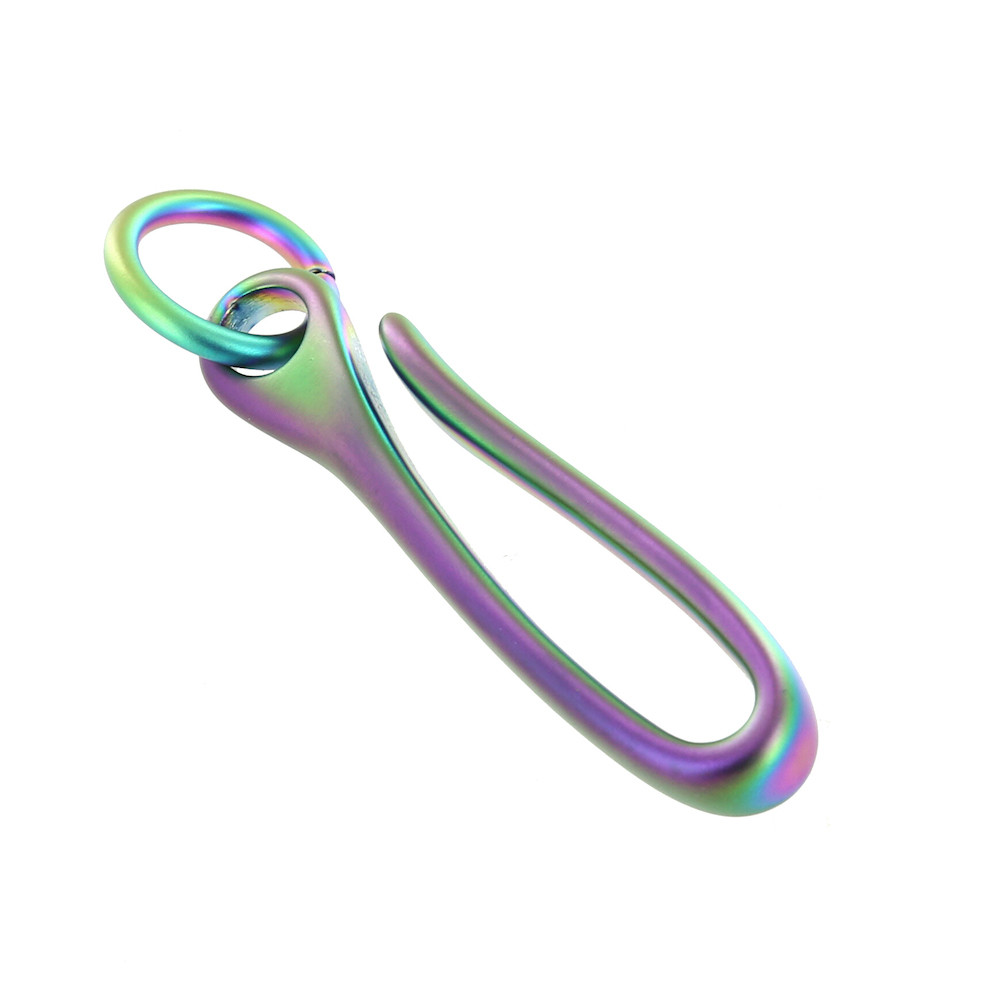 B7498 PVD Rainbow, Fish Hook Key Chain, Solid Brass-LL - Buckleguy.com