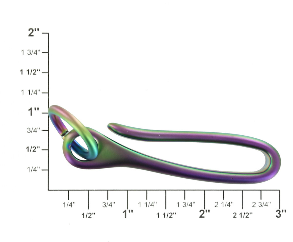 B7498 PVD Rainbow, Fish Hook Key Chain, Solid Brass-LL - Buckleguy.com