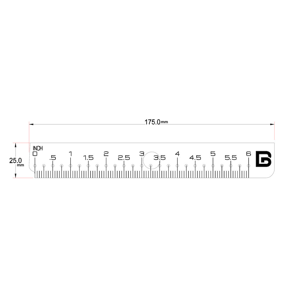 BG Brass Tool, 6" Ruler - Buckleguy.com