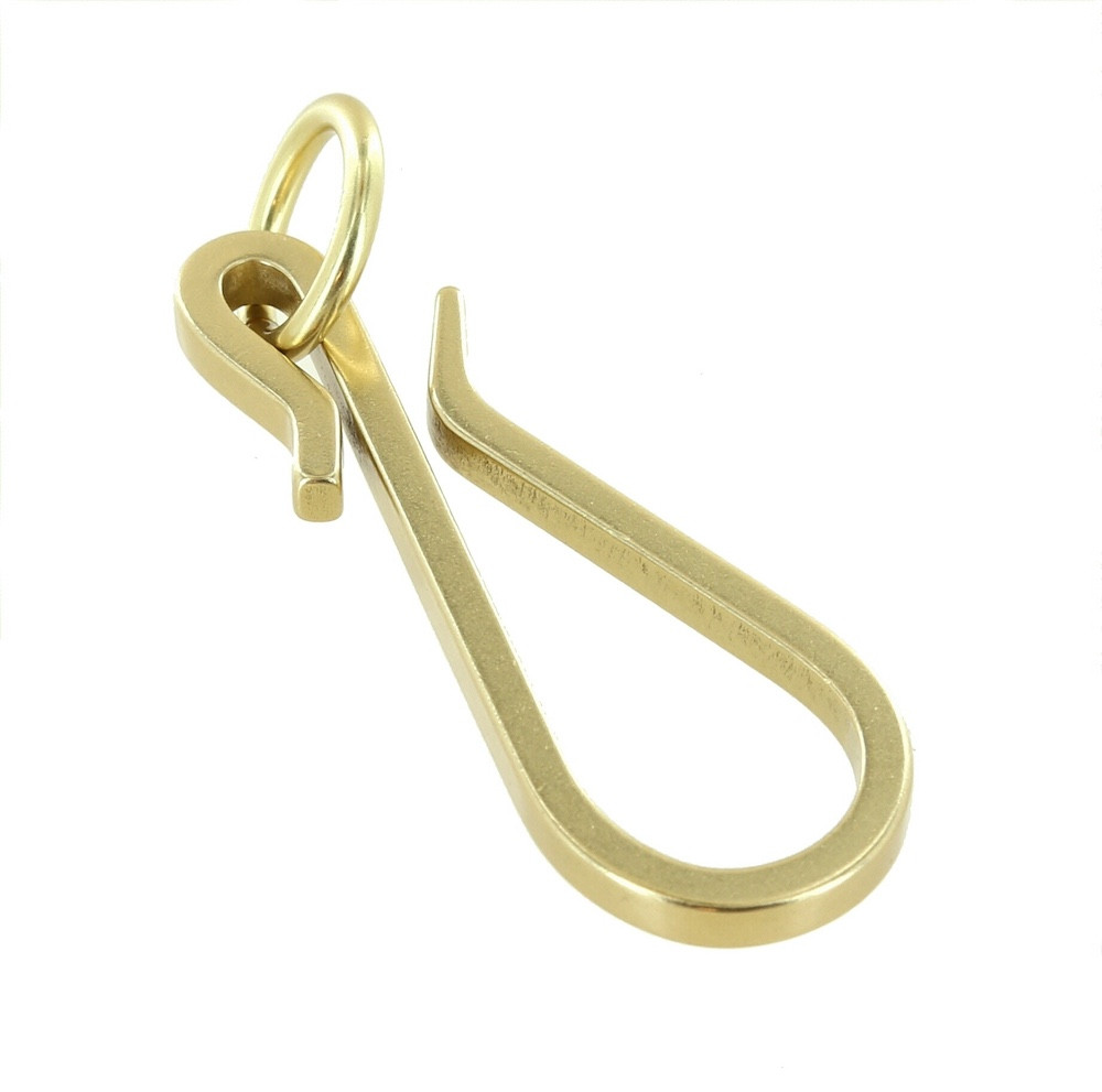 C5462 Natural Brass, Fish Hook Key Chain, Solid Brass-LL - Buckleguy.com