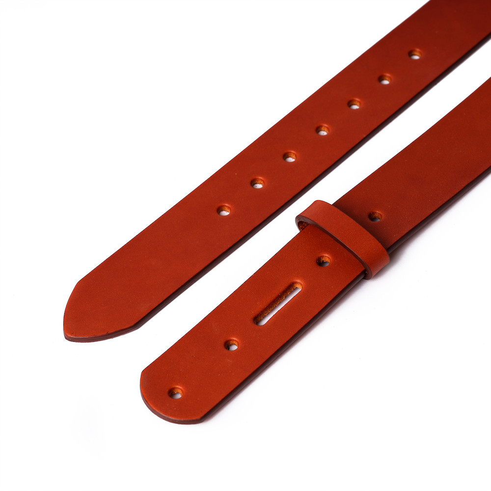 Wickett & Craig Finished Leather Belt, English Bridle, Chestnut - Buckleguy.com