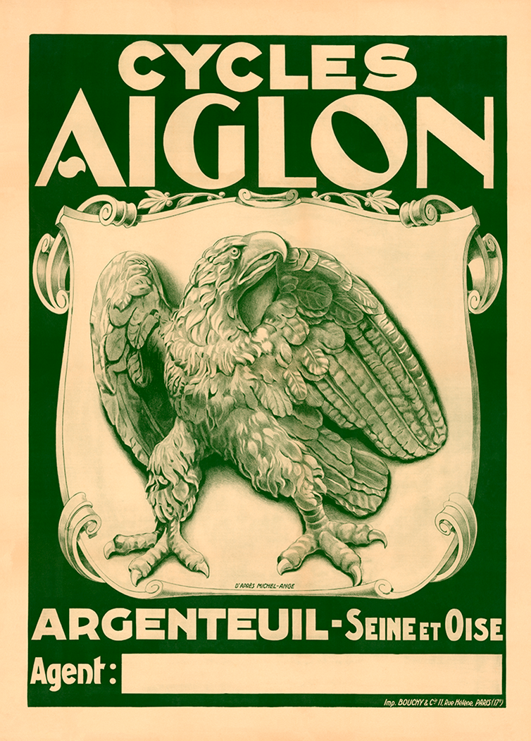 Cycles Aiglon Vintage Eagle Bicycle Poster by Michel-Ange