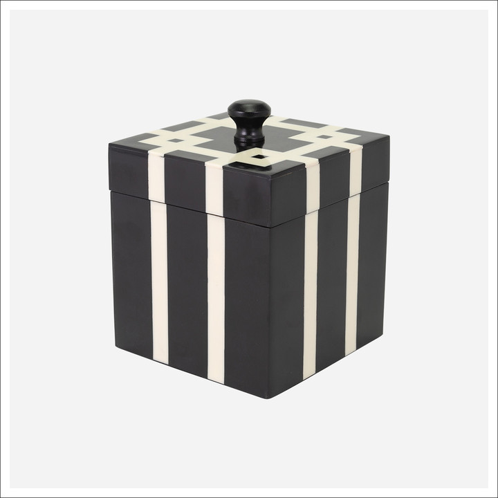 Volta Decorative Box | Graphic Resin Accent Box with Lid | Wholesale ...