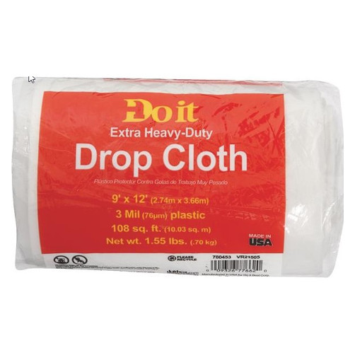 9' X 12' 3-Mil Heavy Duty Plastic Drop Cloth - Greschlers Hardware