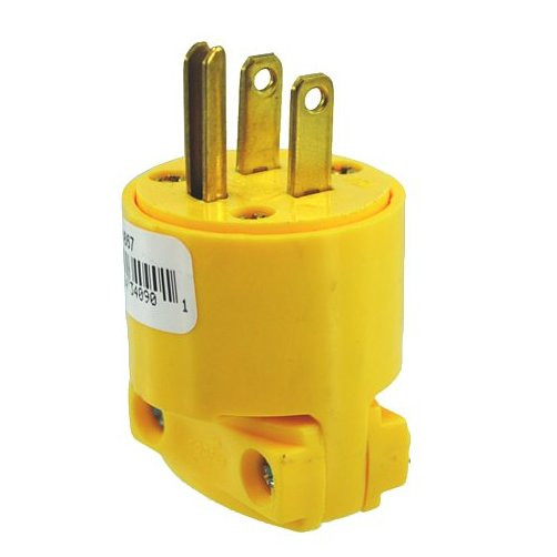 Yellow Plastic Grounded Male Plug - Greschlers Hardware