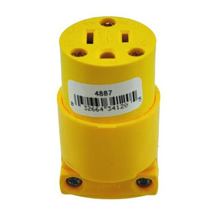 Yellow Platic Grounded Female Plug - Greschlers Hardware