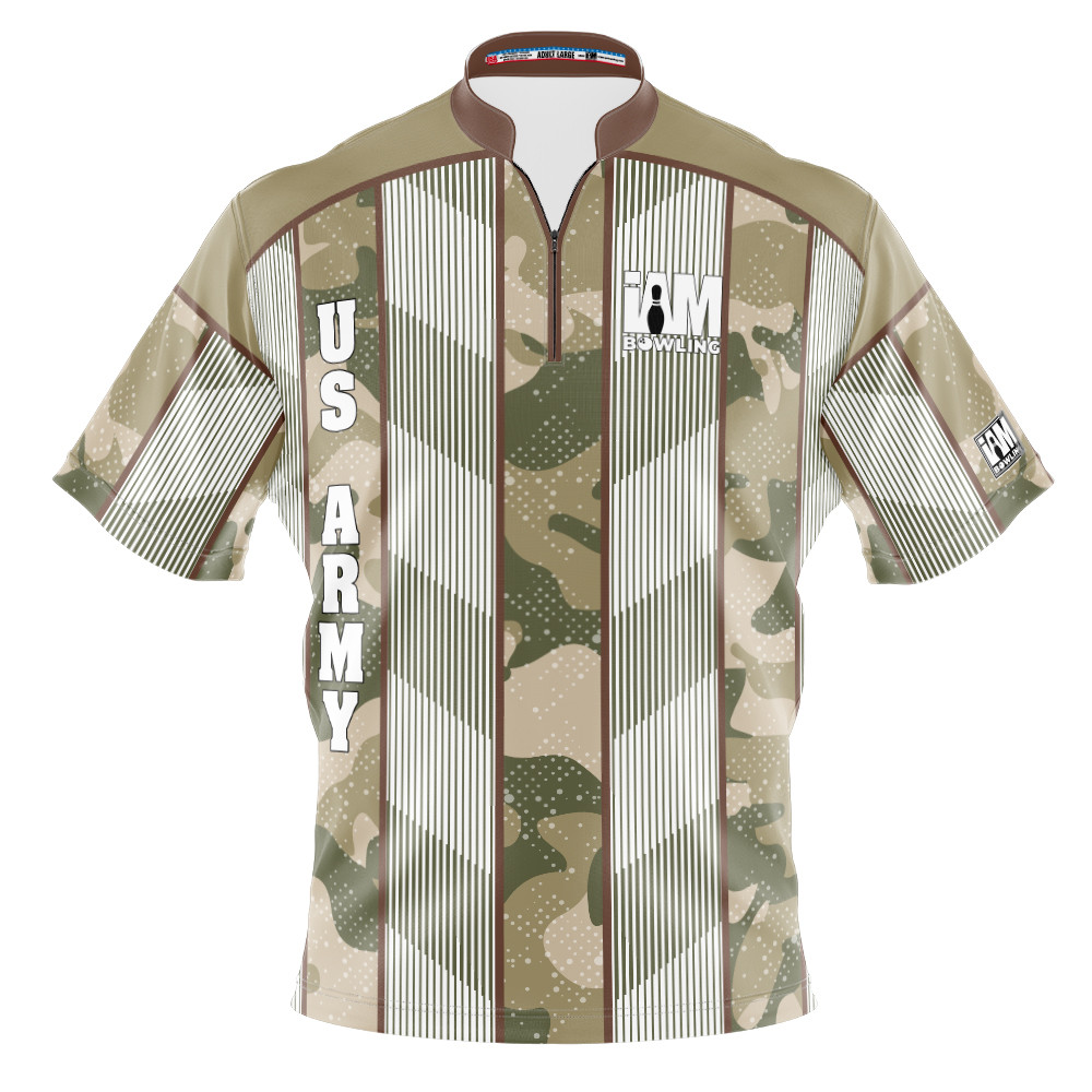 READY-2-SHIP Striped Army Camo Bowling Jersey - SASH COLLAR