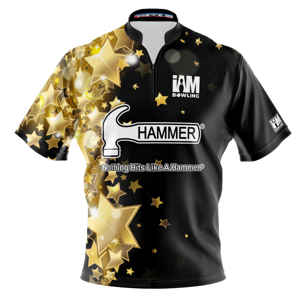 READY-2-SHIP Hammer Gold Stars Bowling Jersey - SASH COLLAR