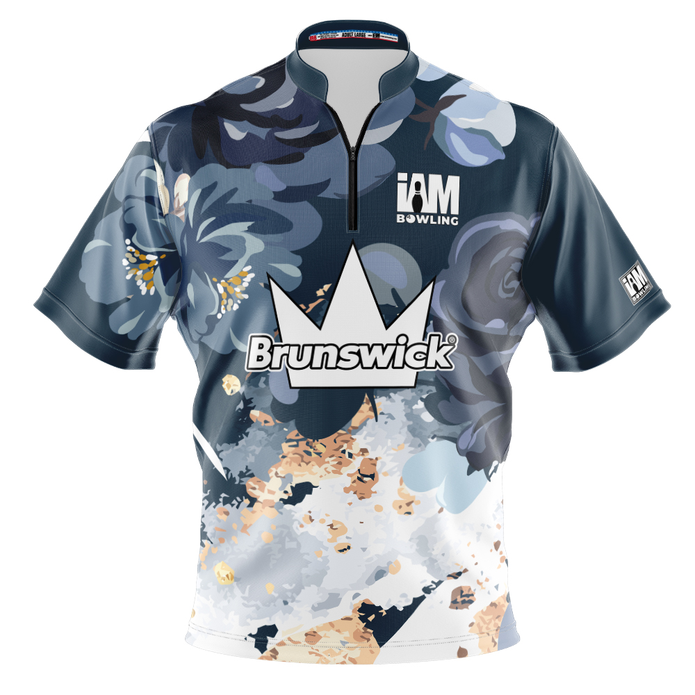 READY-2-SHIP Brunswick Azure Blossom Bowling Jersey - SASH COLLAR