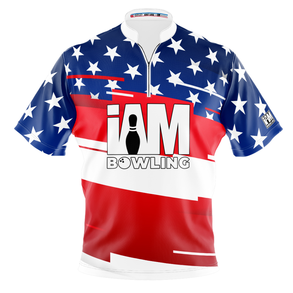 READY-2-SHIP I Am Bowling Stripes of Freedom Bowling Jersey - SASH COLLAR