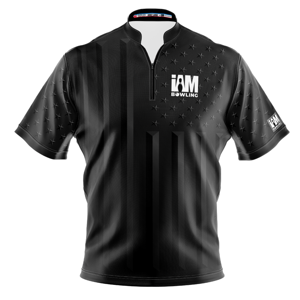 READY-2-SHIP Black American Flag Bowling Jersey - SASH COLLAR