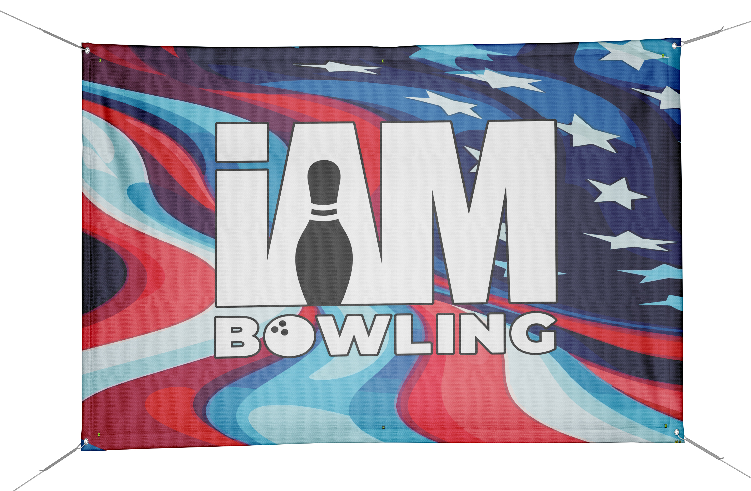 I AM Bowling DS Bowling Banner -Groovy Stars & Stripes-IAB