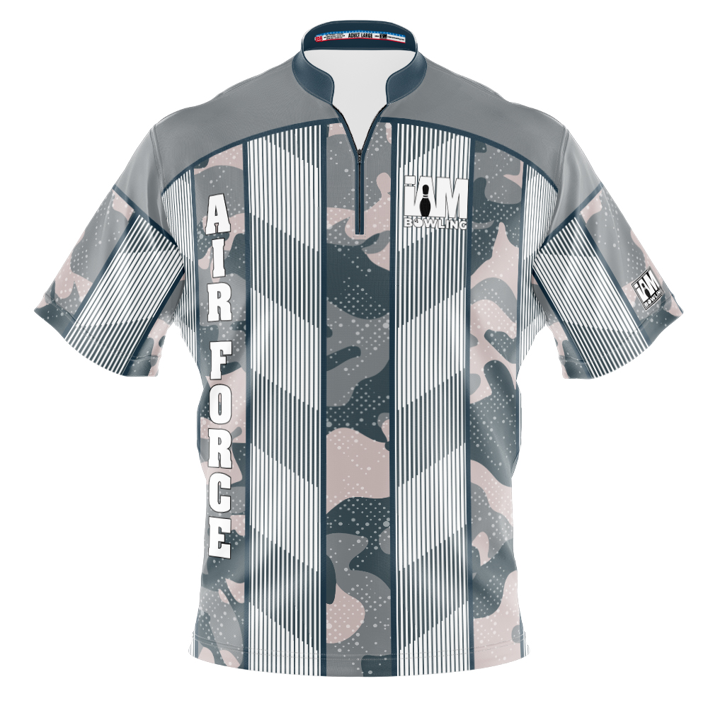 READY-2-SHIP Striped Air Force Camo Bowling Jersey - SASH COLLAR