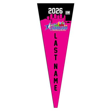 2026 Junior Gold Championships Pink Pennant with Name