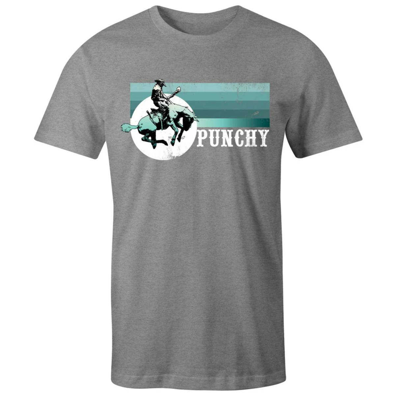 Hooey Punchy Grey Heathered w Turquoise White Logo T Shirt XXL