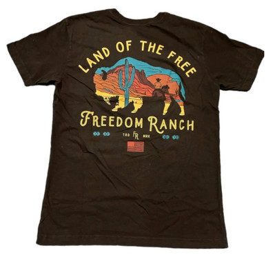 Freedom Ranch Men's Lost Bison Chocolate Short Sleeve T Shirt Tee