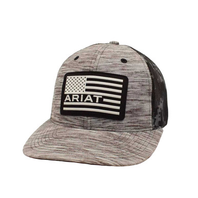 Ariat Unisex USA Flag Logo Grey Mesh Back Snapback Hats