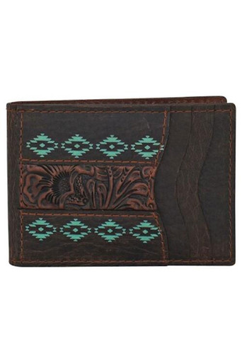 Red Dirt Hat Co Men's Bifold Leather Western Turquoise Wallet Money ...