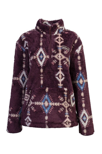 Hooey Pullover Girls Fleece Maroon Aztec - HFP006MAAZ-Y
