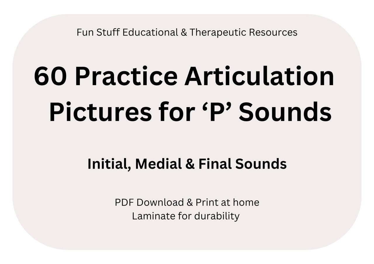 60 Practice Articulation Pictures for P Sound Articulation