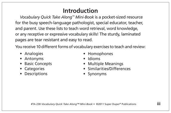 Speech and Language Screener Quick Take Along - Fun Stuff Educational ...
