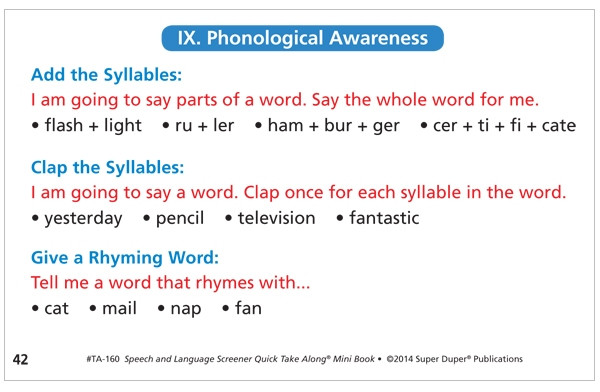 Speech and Language Screener Quick Take Along - Fun Stuff Educational ...