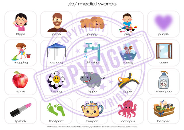 60 Practice Articulation Pictures for P Sound Articulation
