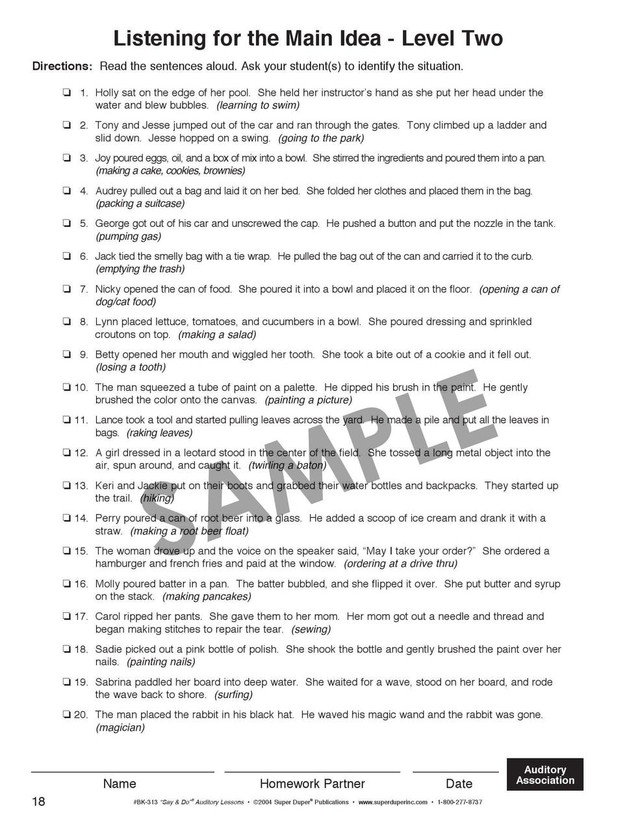 Say & Do Auditory Lessons - Fun Stuff Educational & Therapeutic Resources