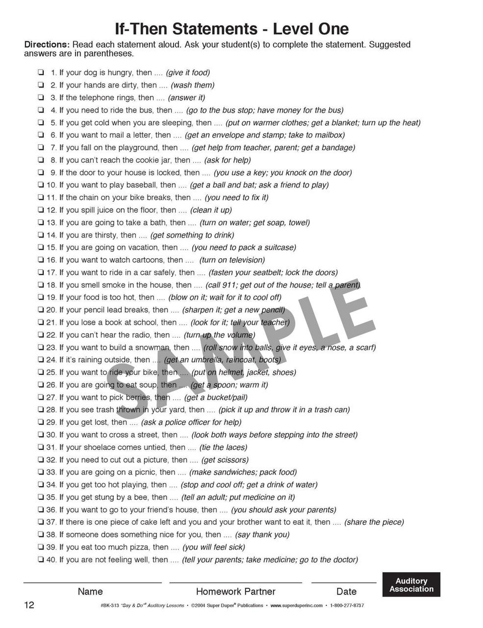 Say & Do Auditory Lessons - Fun Stuff Educational & Therapeutic Resources
