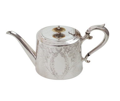 Oval Fern Leaf engraved Tea Pot English Silver Plate c.1870 - Corbell ...