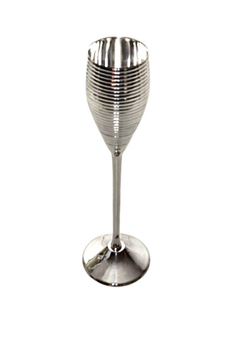 Ribbed Champagne Goblet 9.25"h Silver Plate - Corbell Silver Store