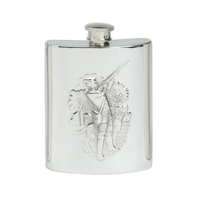 Engraved Shooting Flask 6oz English Pewter (EB30226) - Corbell Silver Store