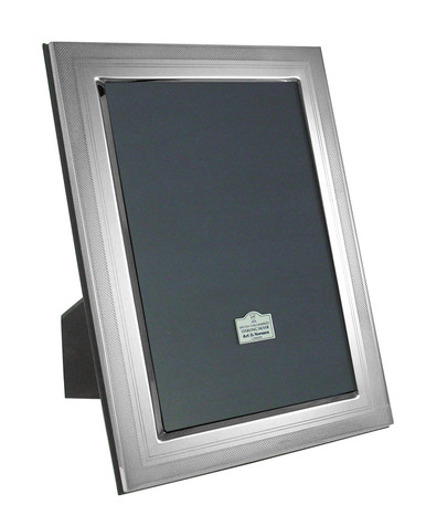 English Sterling/wood Back Hatch Border Design Frame - Corbell Silver Store