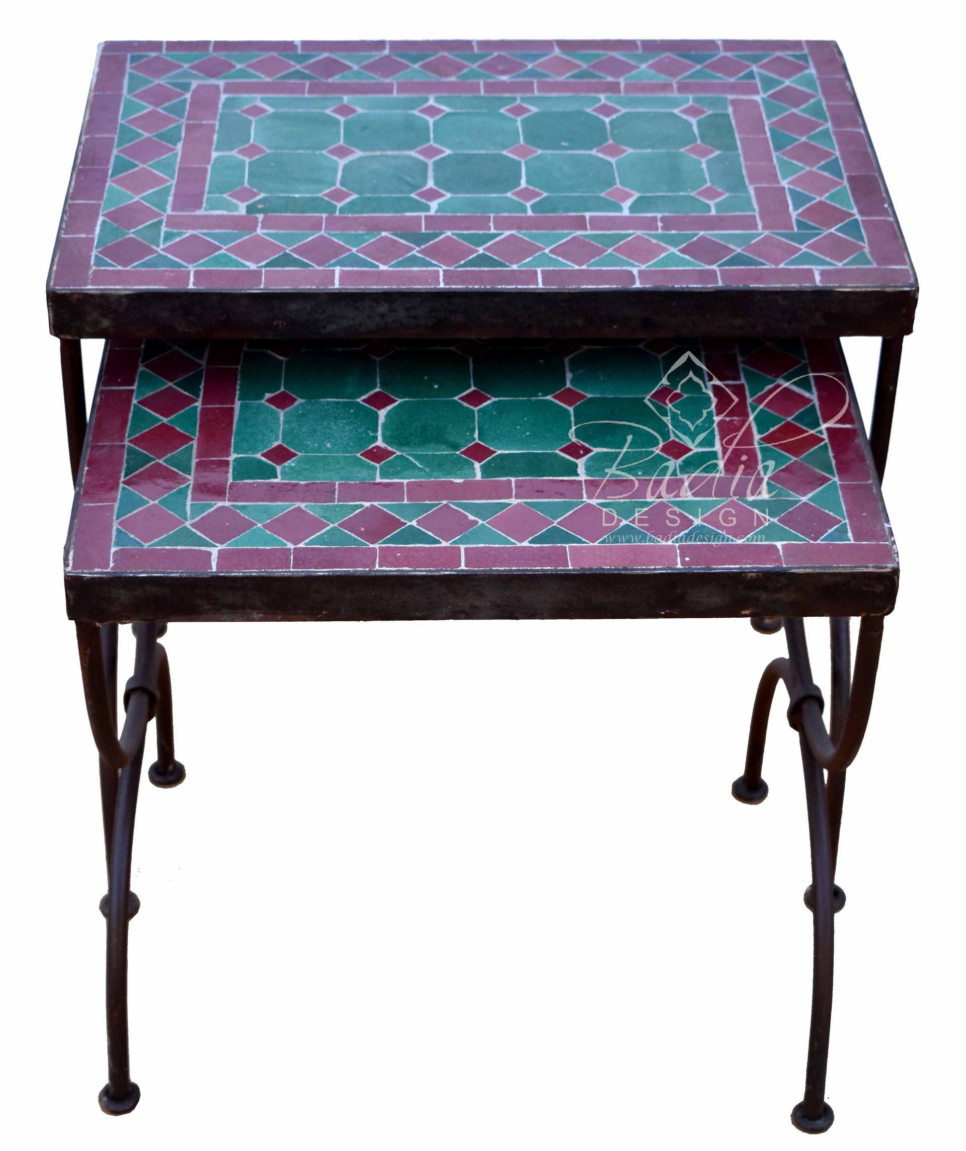 Two Piece Moroccan Nesting Tile Tables from Badia Design Inc.