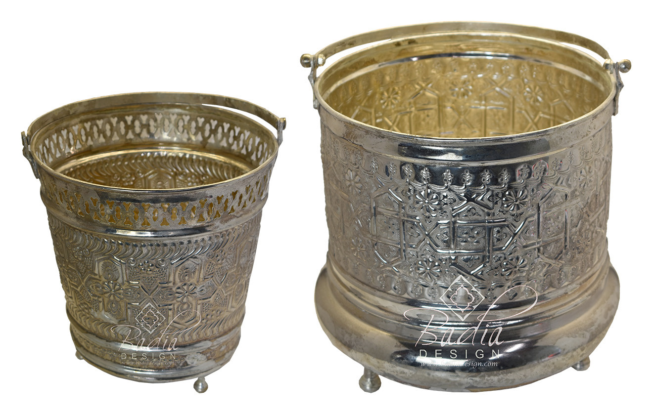 Moroccan Handmade Silver Bucket - Can be used as a water bucket or for ...