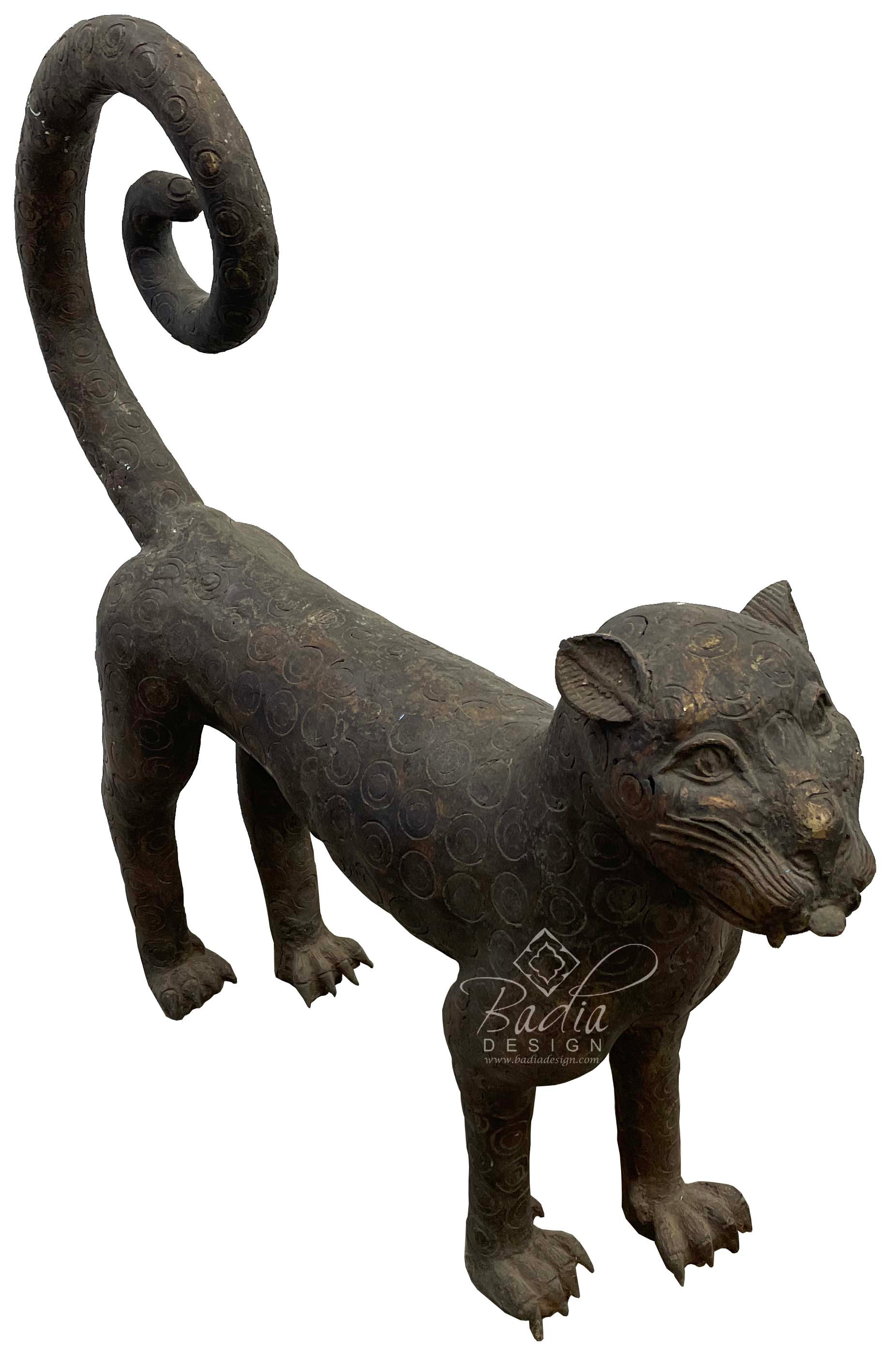Antique Brass African Sabertooth Tiger from Badia Design Inc.