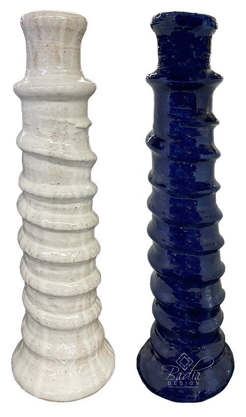 Moroccan Tall Solid Color Hand Painted Ceramic Candle Holders from ...