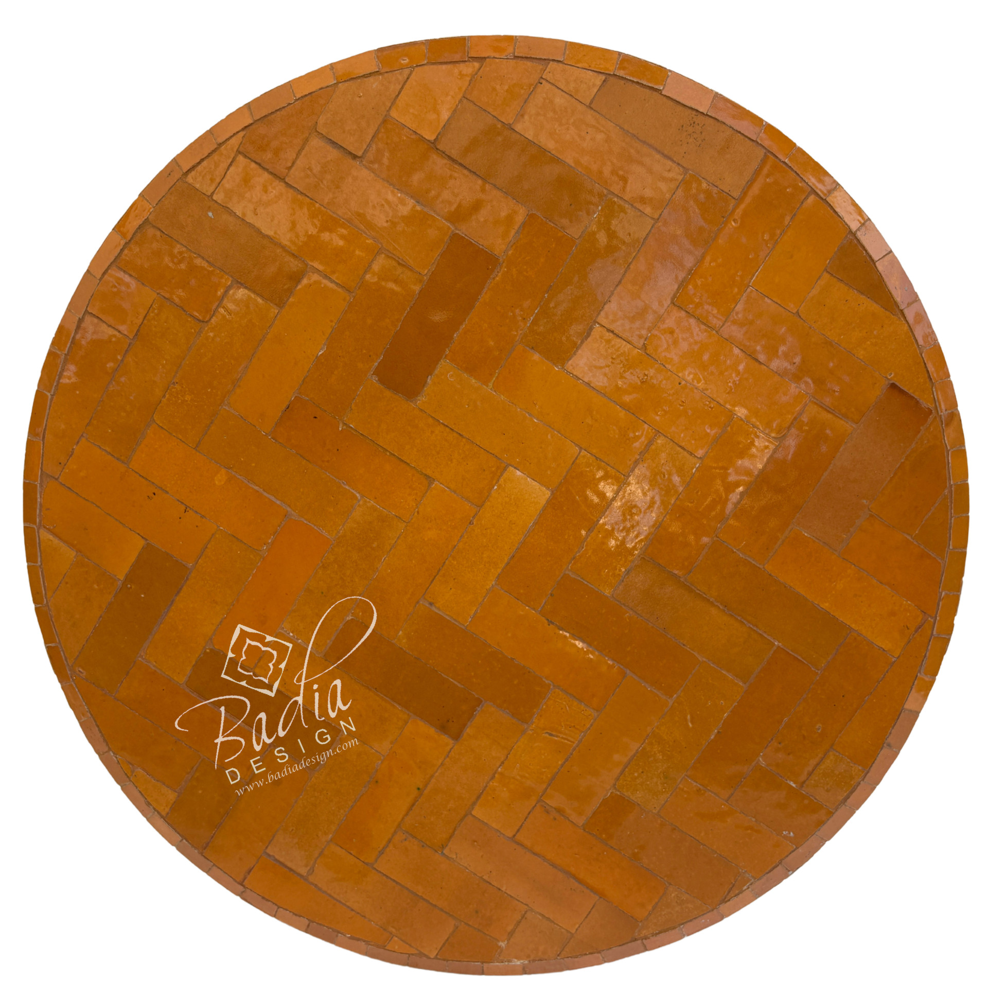 Moroccan Intricately Designed Orange Round Tile Table Top from Badia ...
