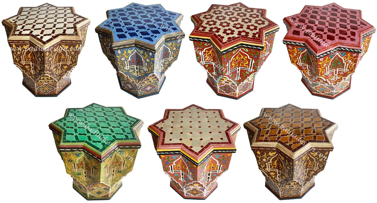Moroccan Hand Painted Star Shaped Side Table from Badia Design Inc.