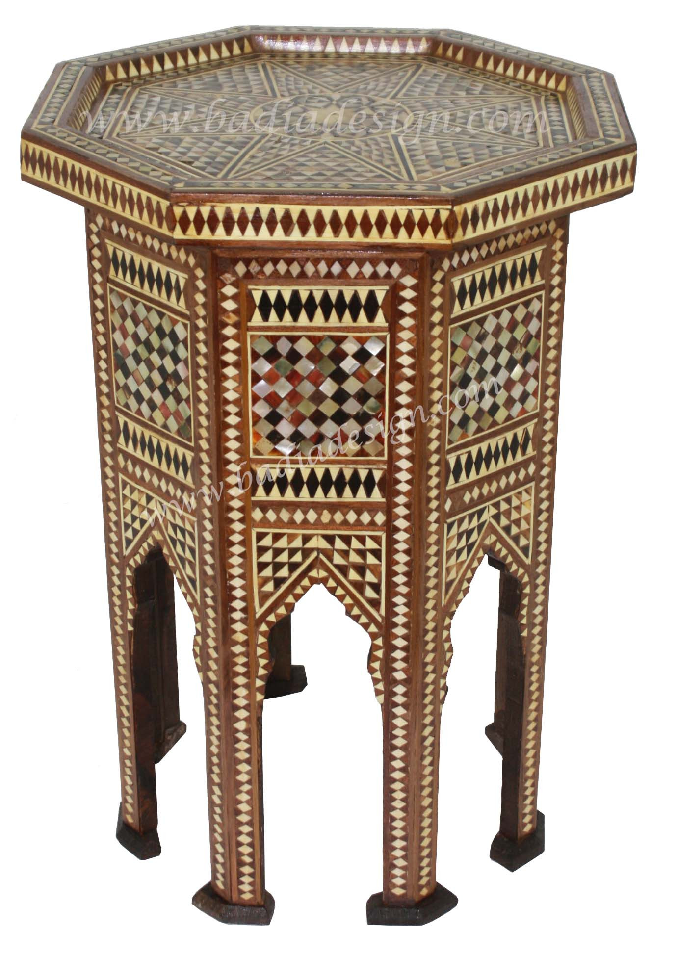 Syrian Design Inlay Side Table from Badia Design Inc.
