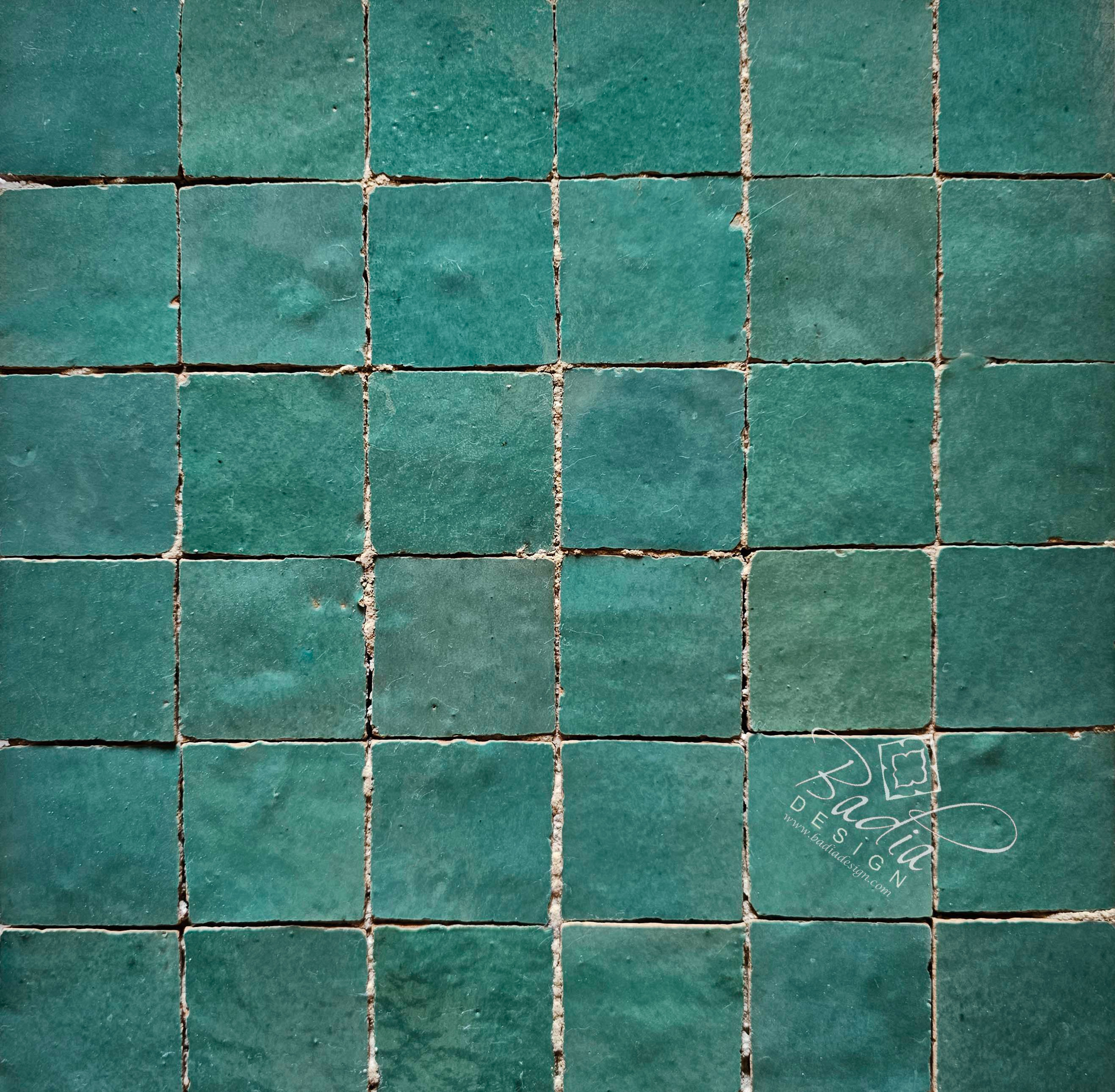 Moroccan Green Glazed Zellige Mosaic Tile from Badia Design Inc.