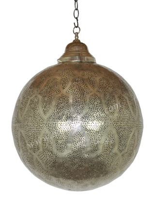 Moroccan Round Silver Ceiling Light Fixture from Badia Design Inc.