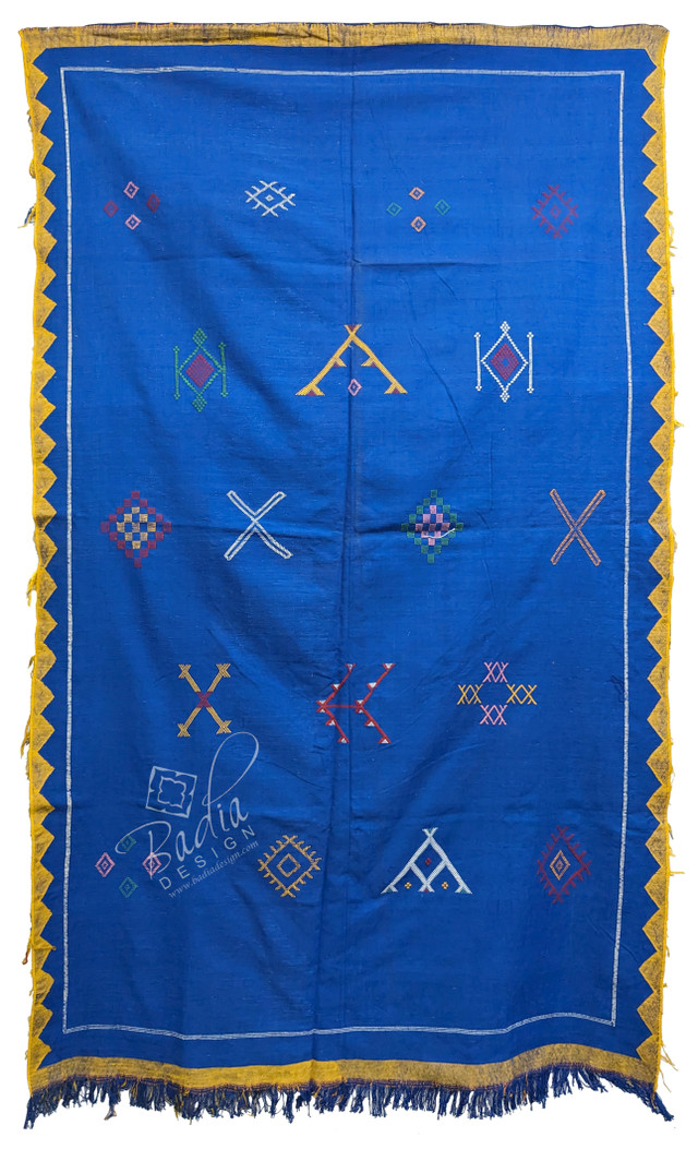 Deep Blue Cactus Silk Rug with Tribal Designs from Badia Design Inc.