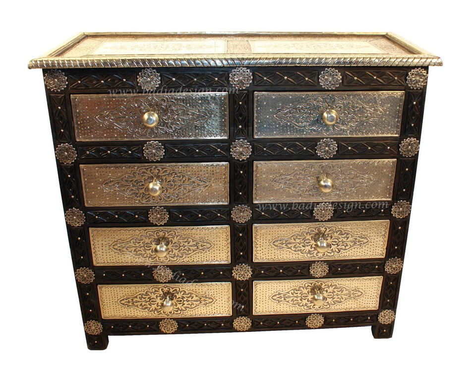 Large Moroccan Silver Metal Cabinet from Badia Design Inc
