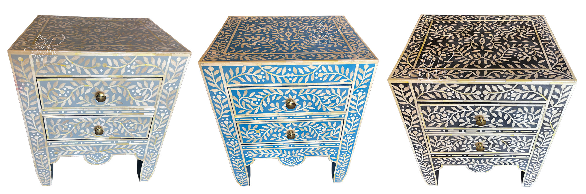Moroccan Camel Bone Bedside Nightstand from Badia Design Inc.