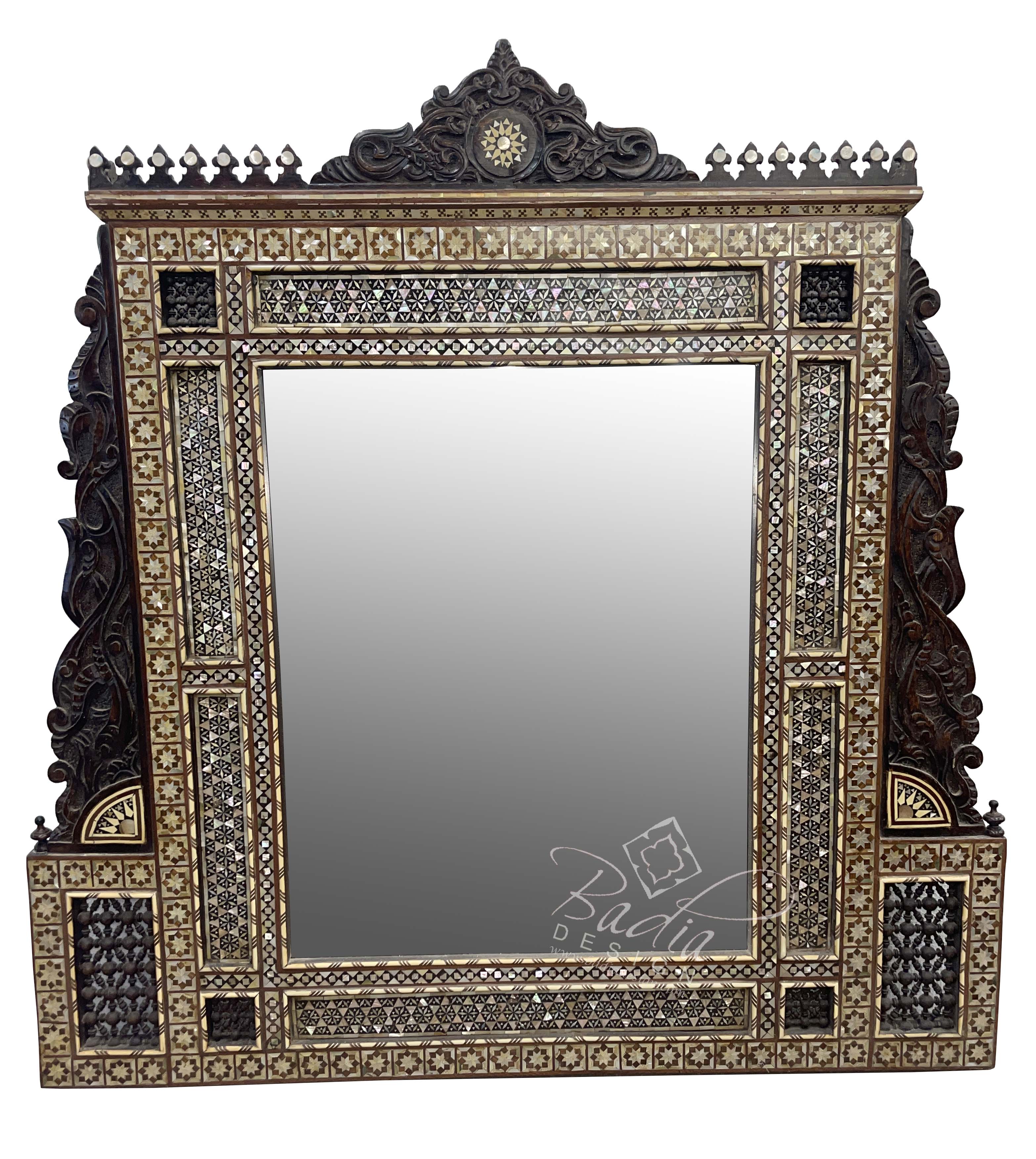 Intricately Designed Syrian Style Inlay Mirror from Badia Design Inc.