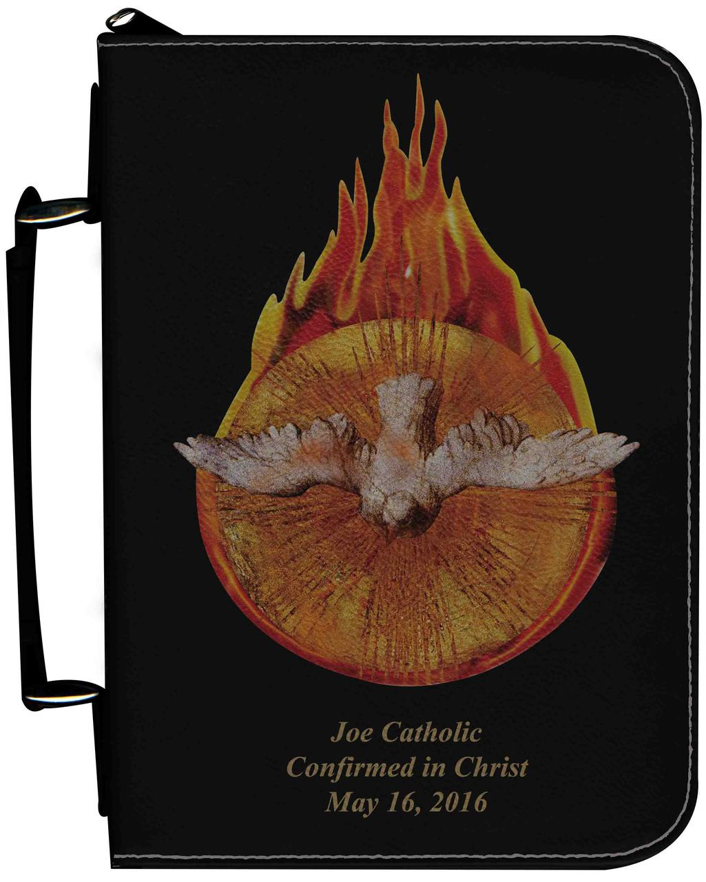 Personalized Bible Cover with Holy Spirit Fire Graphic - Black ...