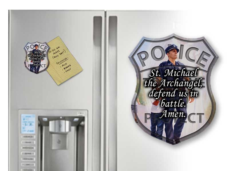 The Protector: Police Guardian Angel with St. Michael Prayer Magnet ...