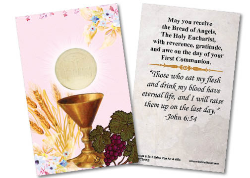 Chalice First Communion Pink Holy Card - Catholic to the Max - Online ...