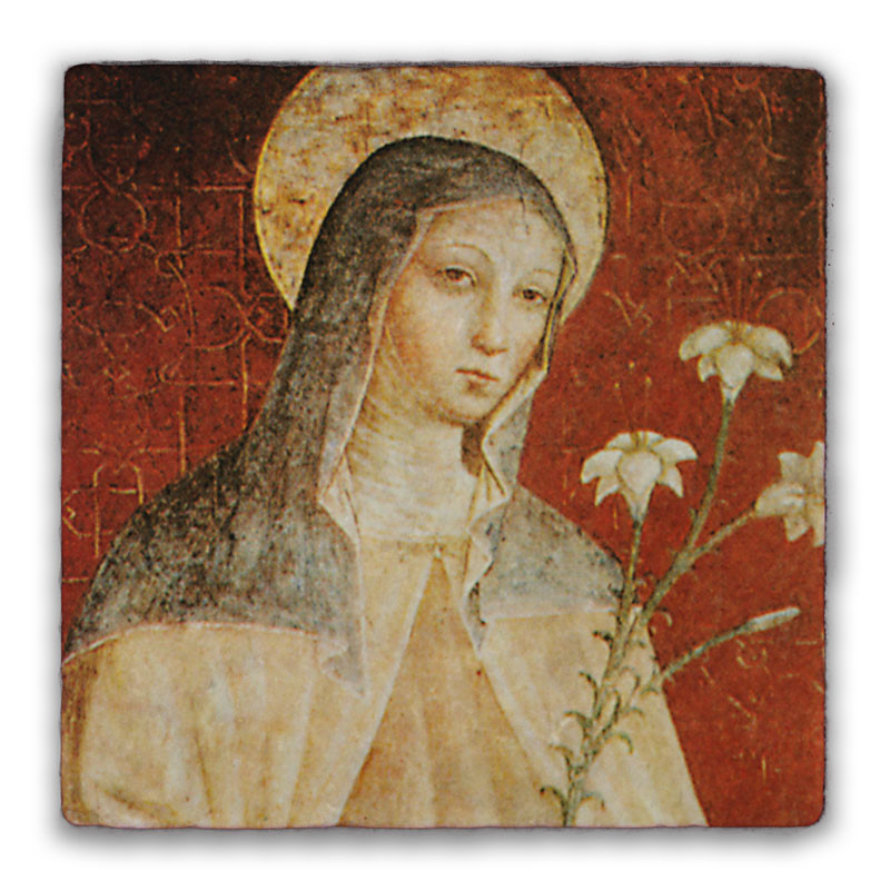 St. Clare of Assisi Square Tumbled Stone Tile